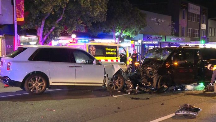 Man injured, woman arrested, after Rolls-Royce and Mercedes cars crash ...