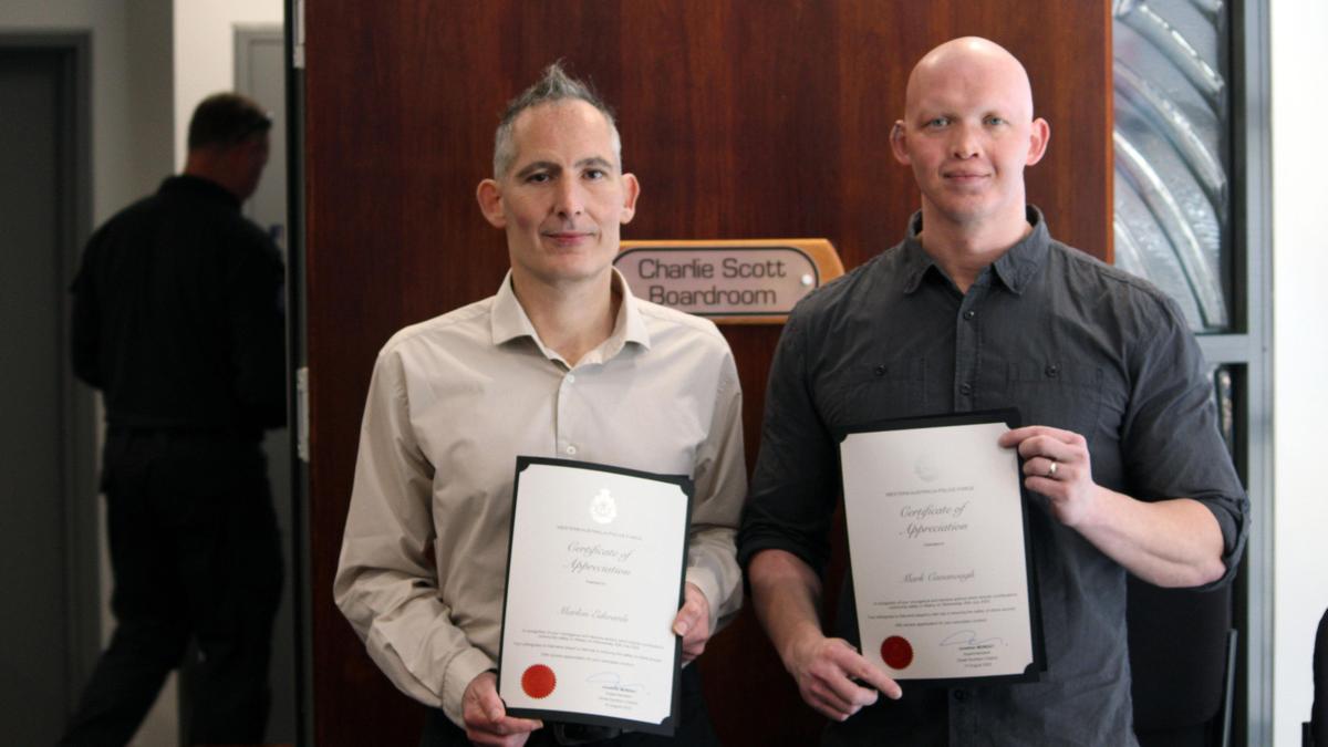 Marlon Edwards and Mark Cavanough given WA Police certificates of ...