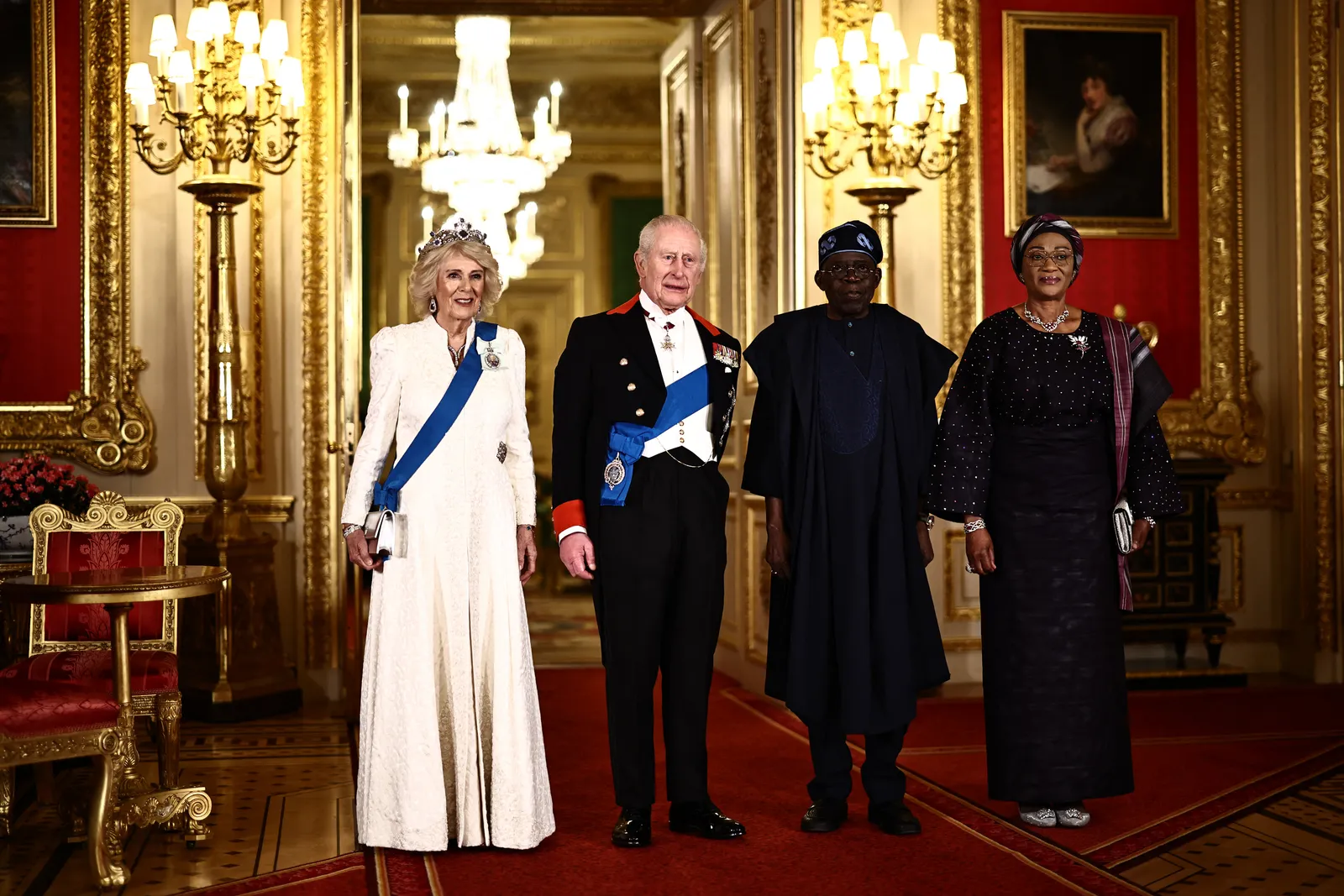 Queen Camilla is resplendent in the Belgian Sapphire Tiara as she joins ...